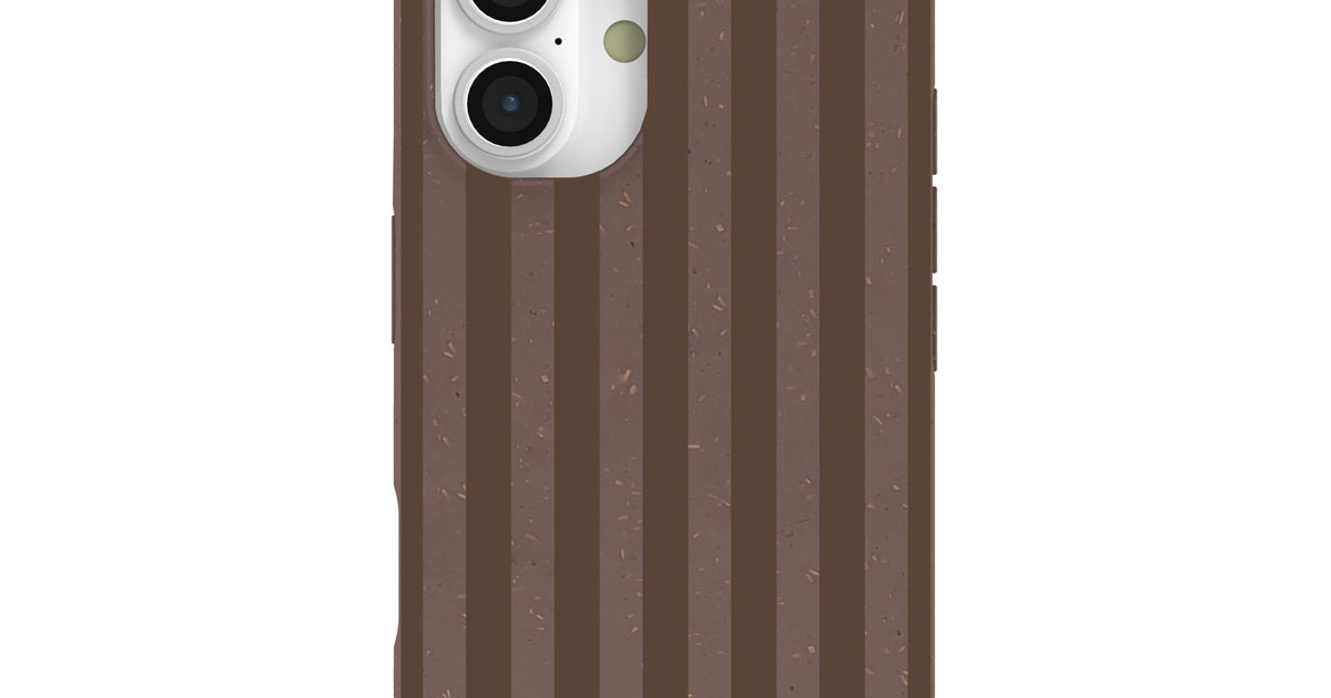 Chocolate Brown Cocoa Stripes iPhone 16 Case – Pela Case