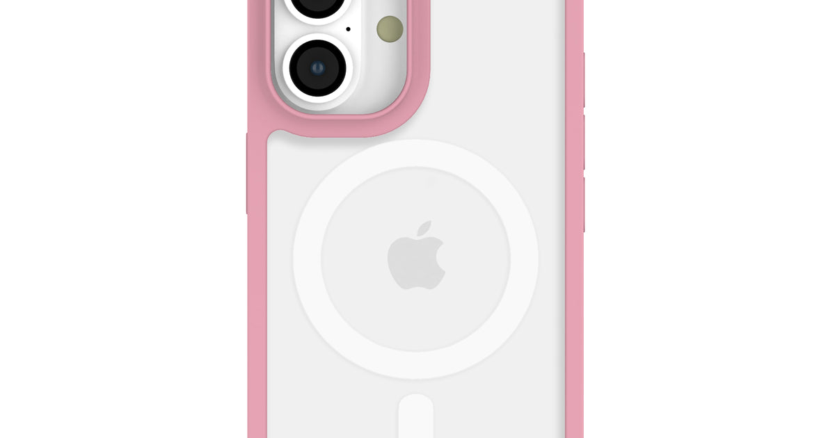 Clear iPhone 16 Case with Petal Pink Ridge (MagSafe Included) – Pela Case
