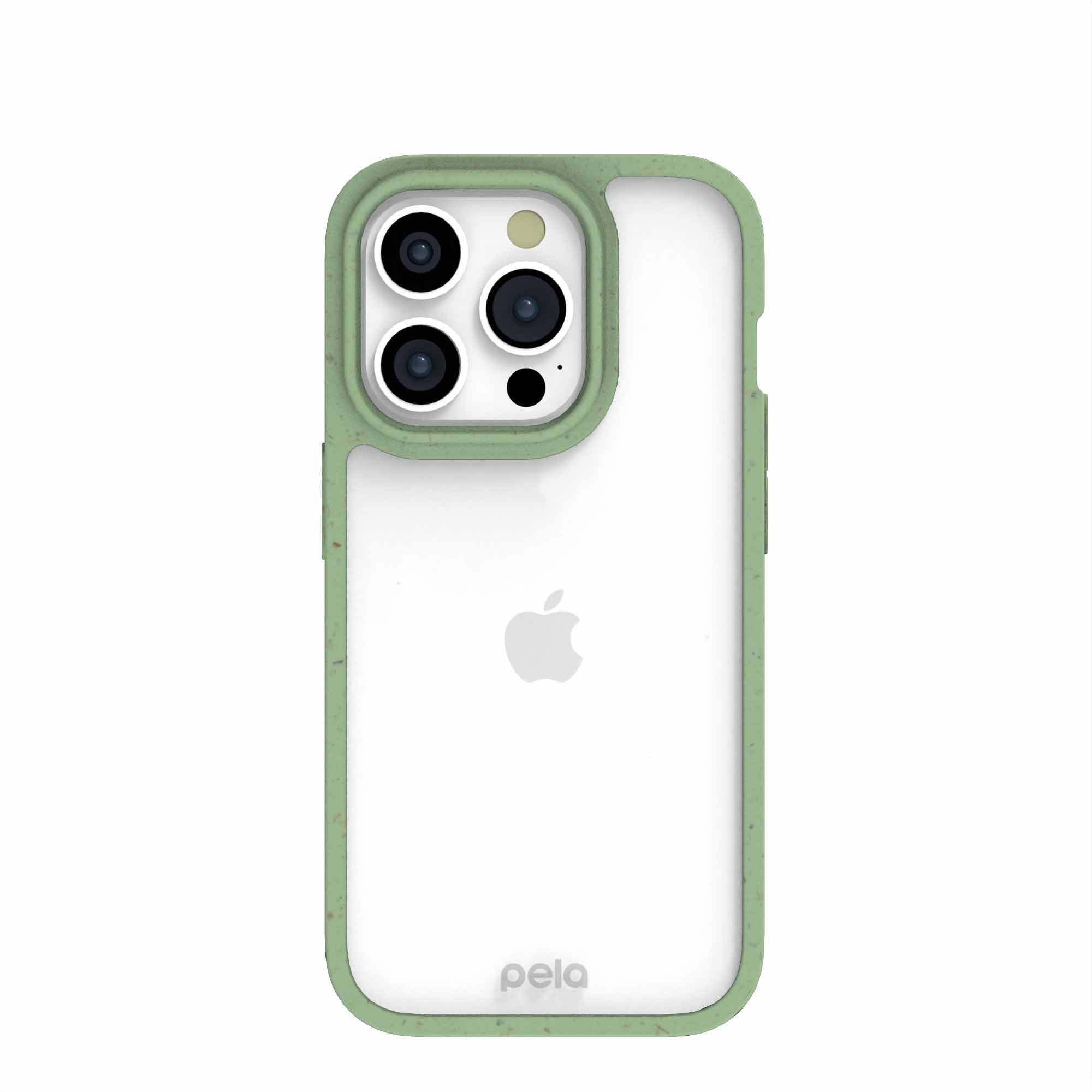 Clear iPhone 15 Pro Case with Sage Green Ridge – Pela Case