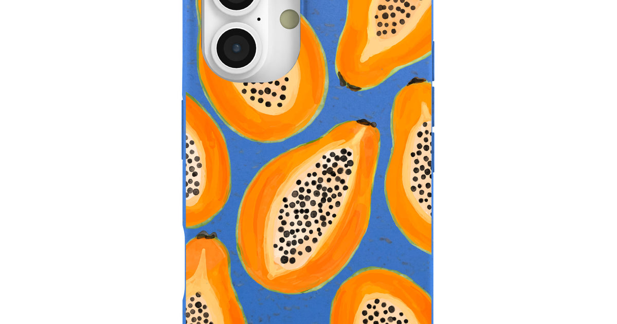 Electric Blue Juicy Papayas iPhone 16 Case – Pela Case