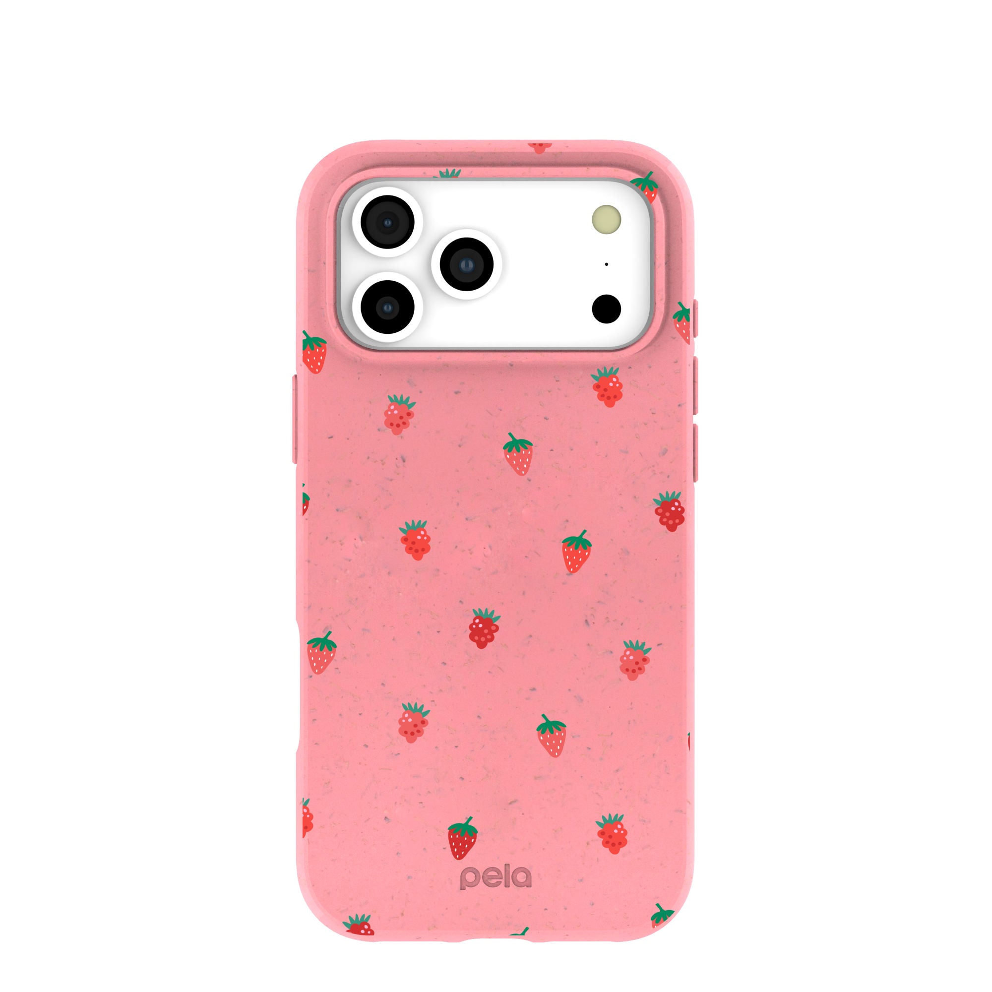 Coque iPhone 17 Pro Max rose bonbon avec baies d'été – Pela Case