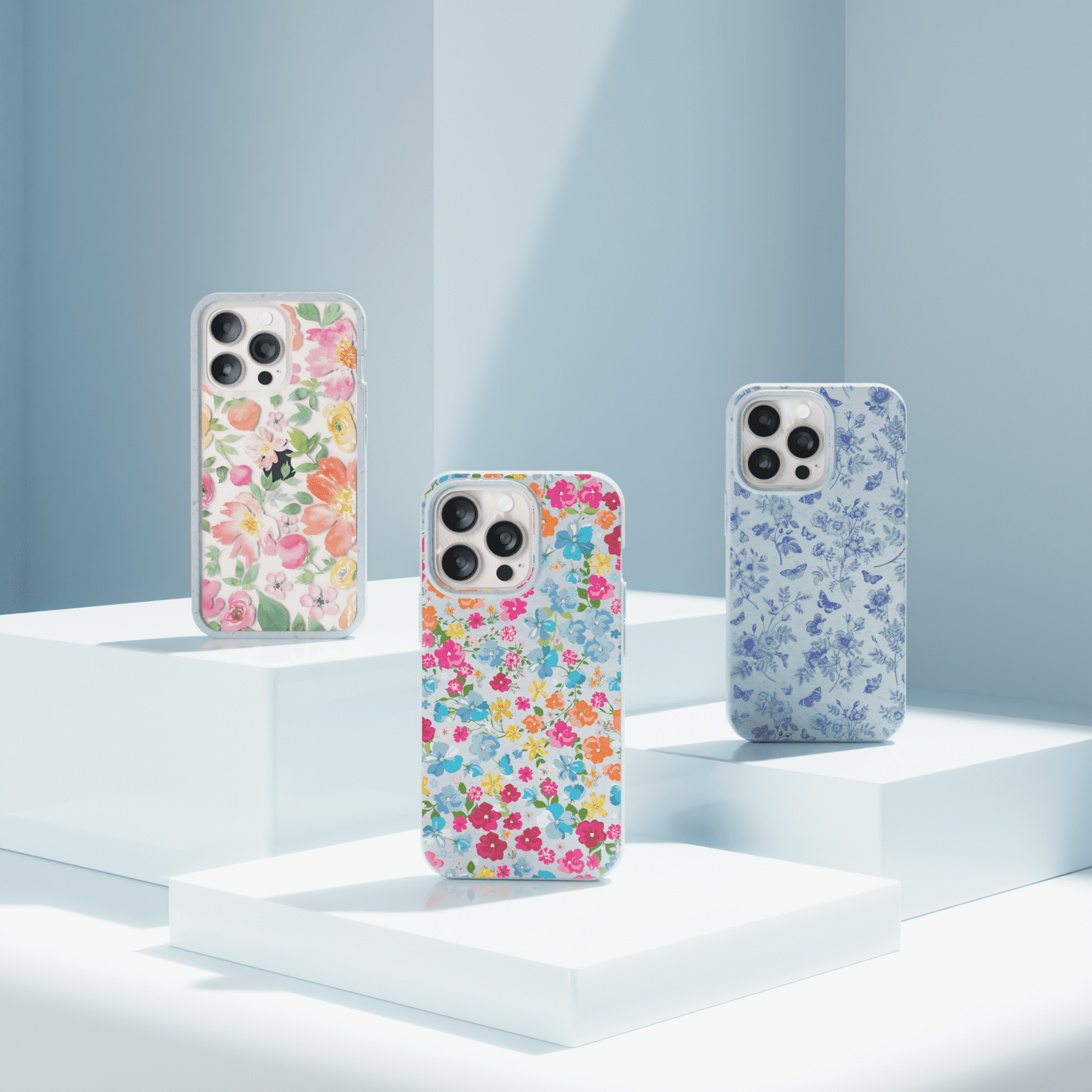 Powder Blue Fleurs iPhone 13 Pro Case – Pela Case