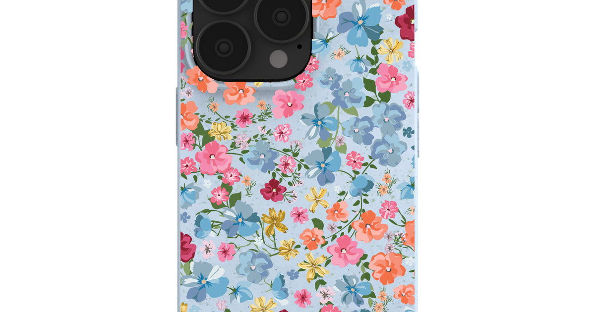 Powder Blue Fleurs iPhone 13 Pro Case – Pela Case
