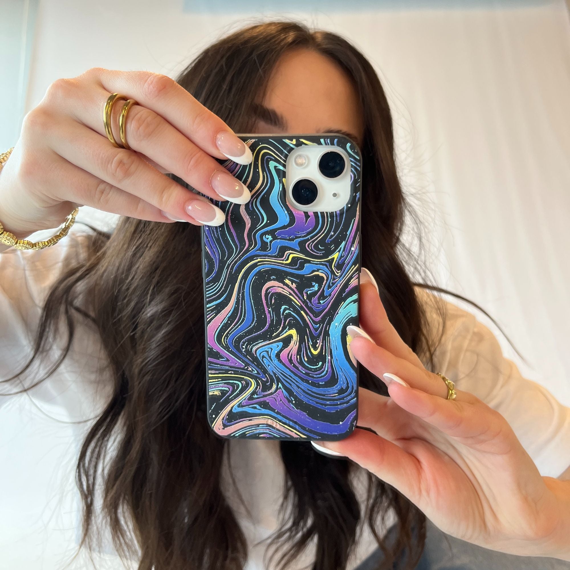 Black Galaxy Swirls iPhone 13 Case – Pela Case